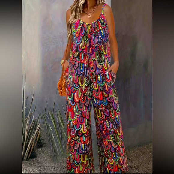 Pants & Jumpsuits | Boho Jumpsuit Multicolored | Poshmark